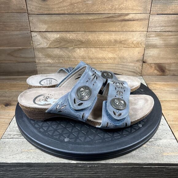 Abeo | Shoes | Abeo Bio System Poppyblue Leather Slip On Strap Sandals ...